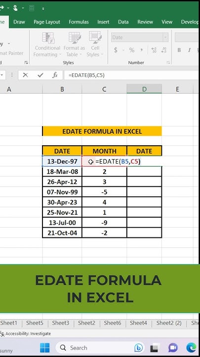 Edate Formula In Excel Excelshorts Shorts Exceltutorial Exceltips Excel Exceltricks Youtube