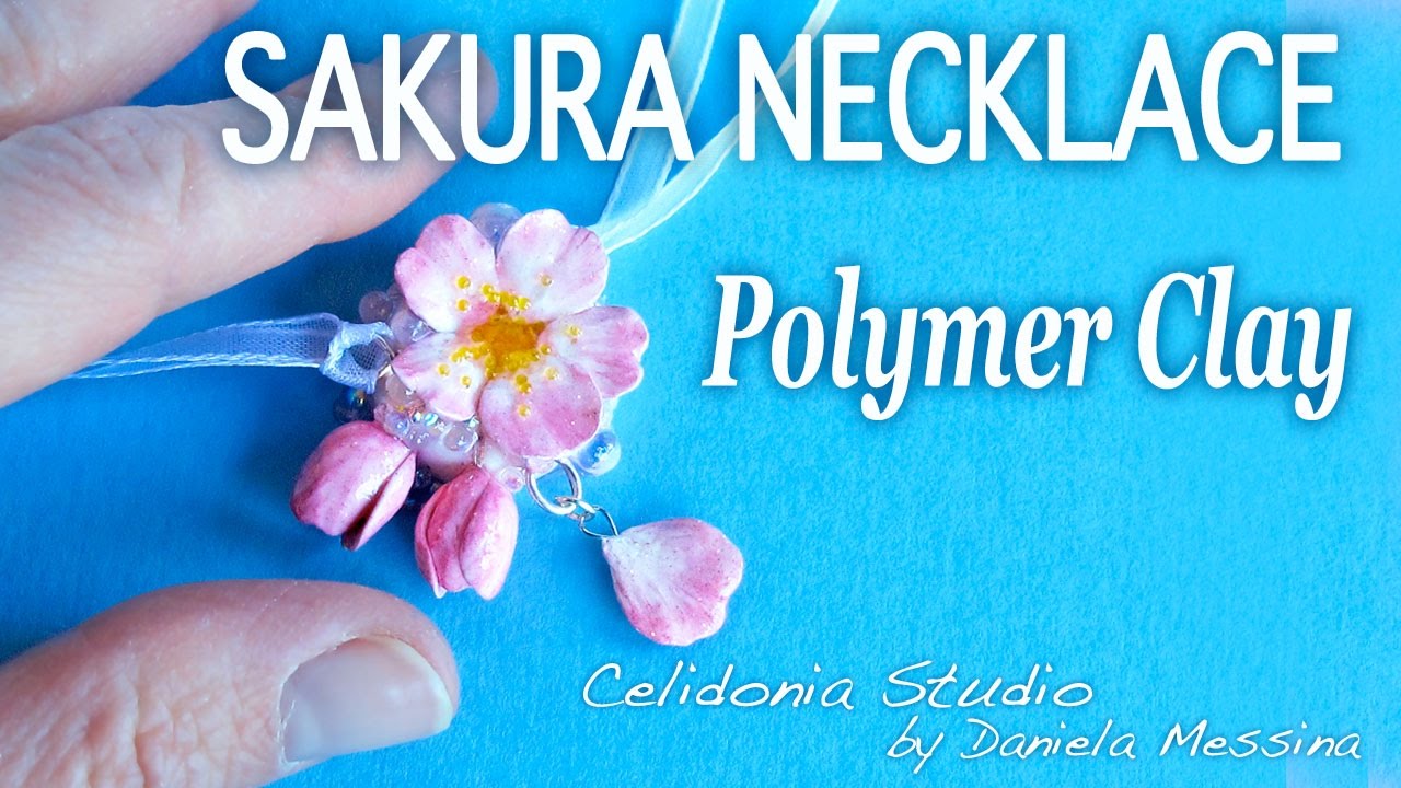 Sakura Necklace Polymer Clay Tutorial - YouTube
