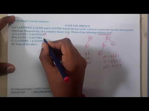 GATE CSE 2000 Q.39 || Trees ||Data Structure || GATE Insights Version: CSE - YouTube