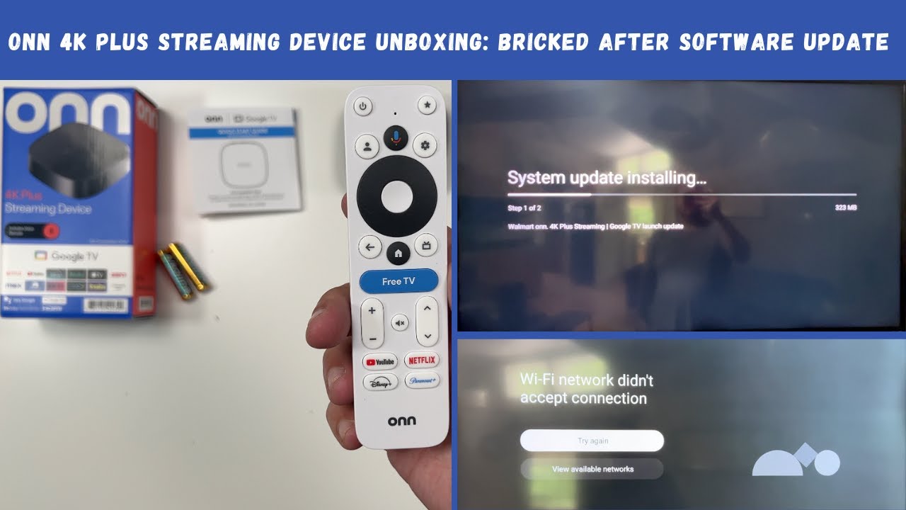 Onn 4K Plus Streaming Device Unboxing: Bricked After Software Update ...