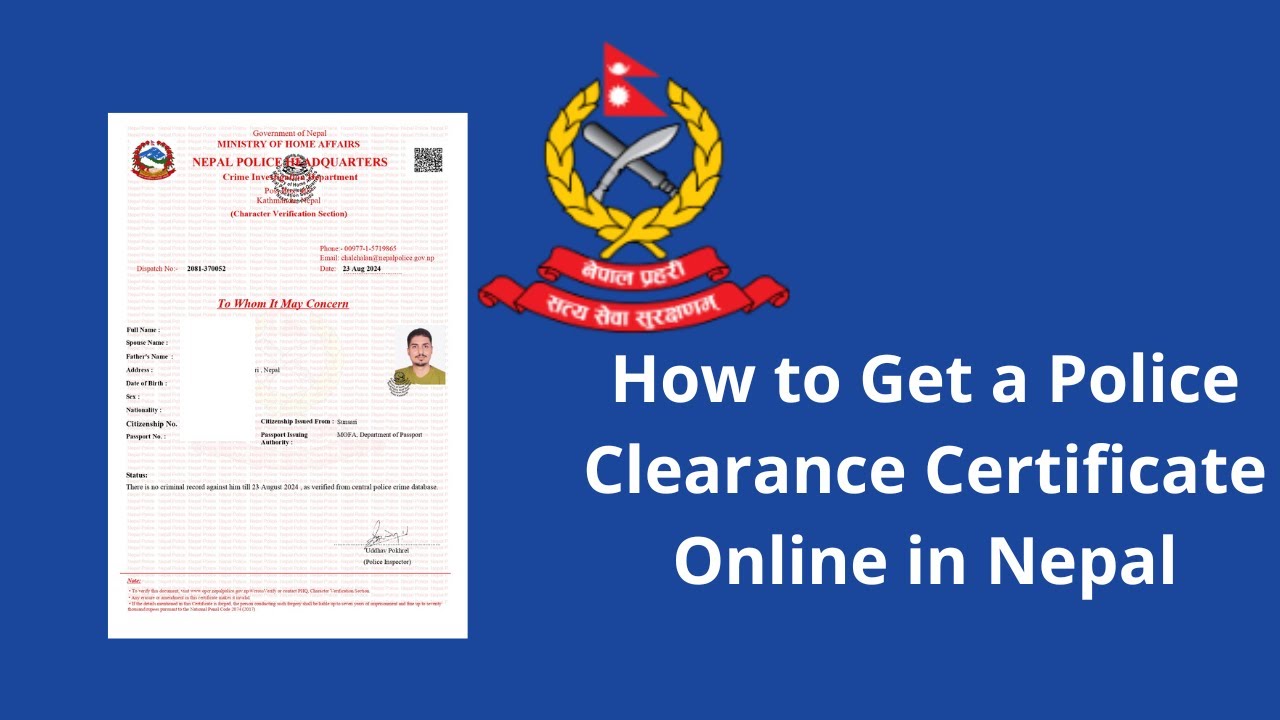 How to apply for Online police Clearance Certificate in Nepal - YouTube