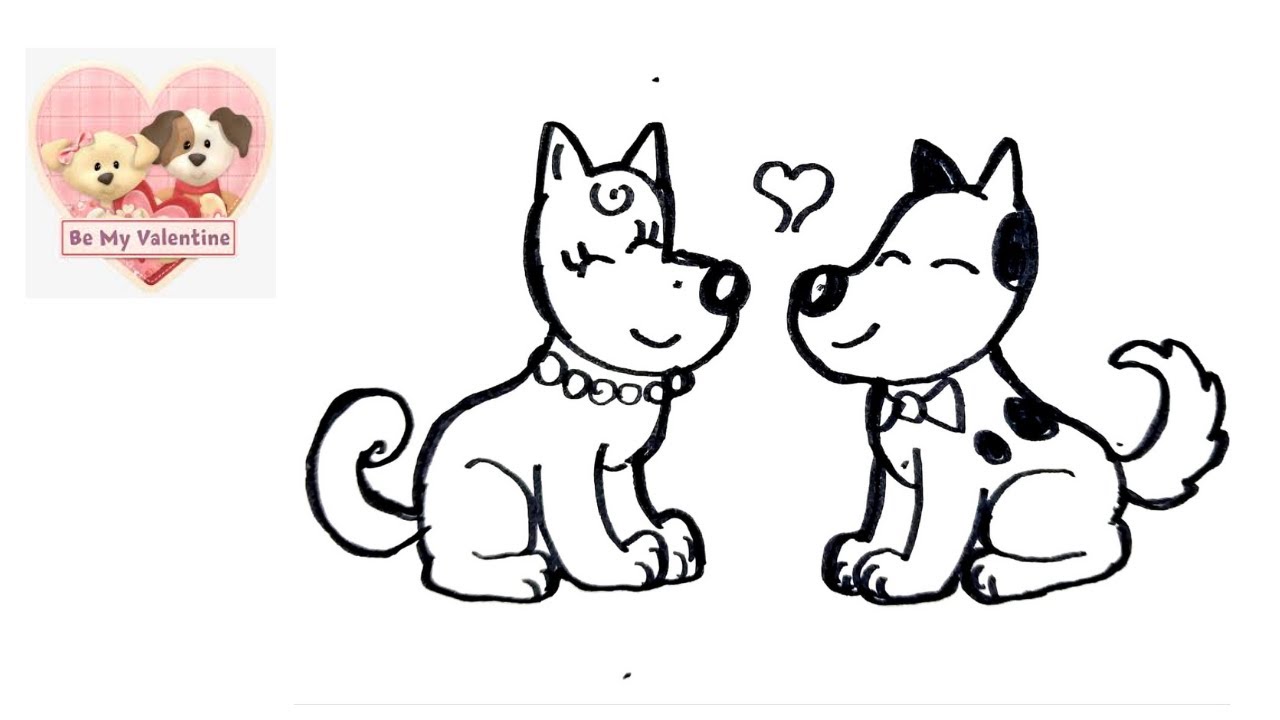 How To Draw A Valentine Dog Step By Step | Valentine Dog Drawing Easy ...