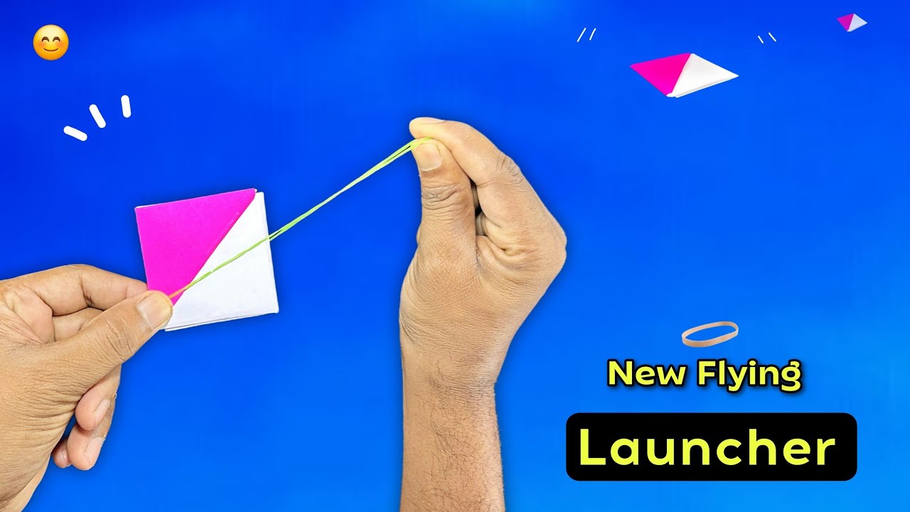 New flying rubberband launcher, best paper spinning toy, paper flying ...