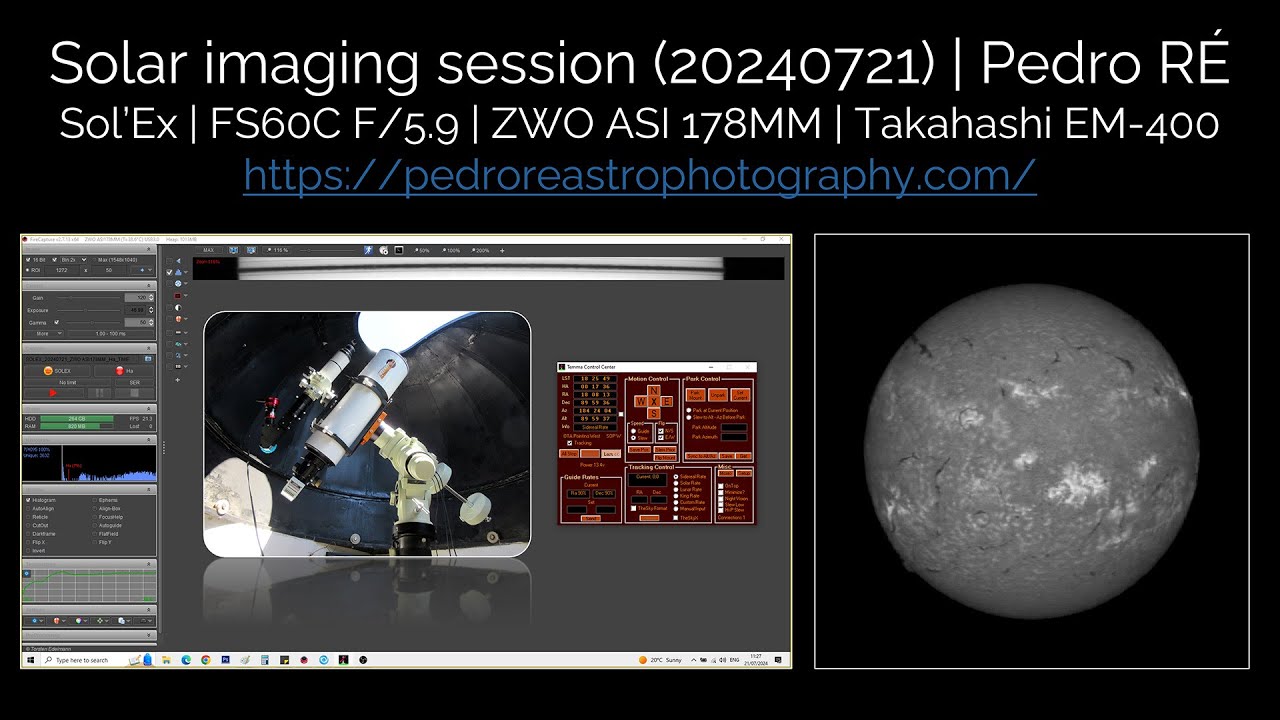 Solar imaging session (20240721) | Pedro RE' | Sol’Ex | FS60C F/5. - YouTube