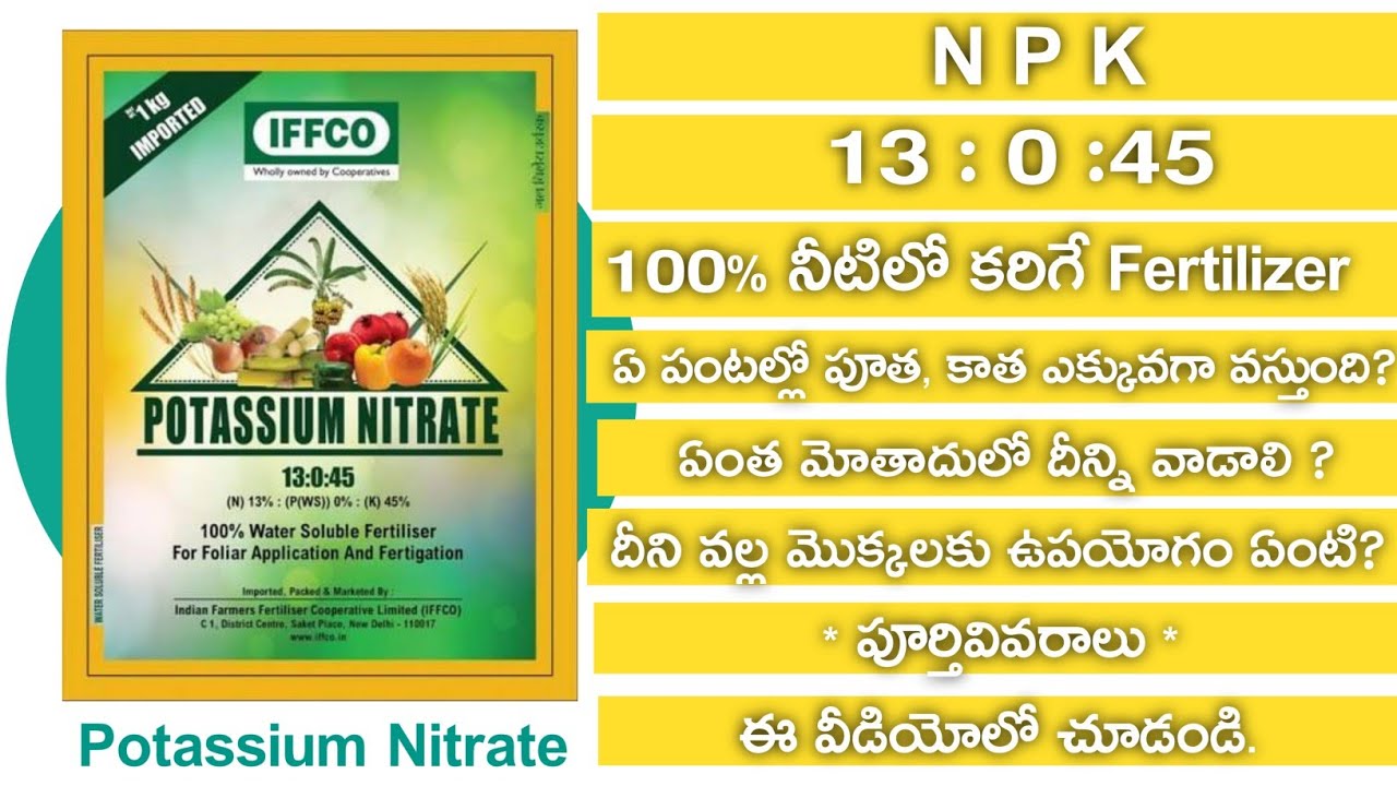 NPK 13 0 45 100 Water Soluble Fertilizer In Telugu 100 