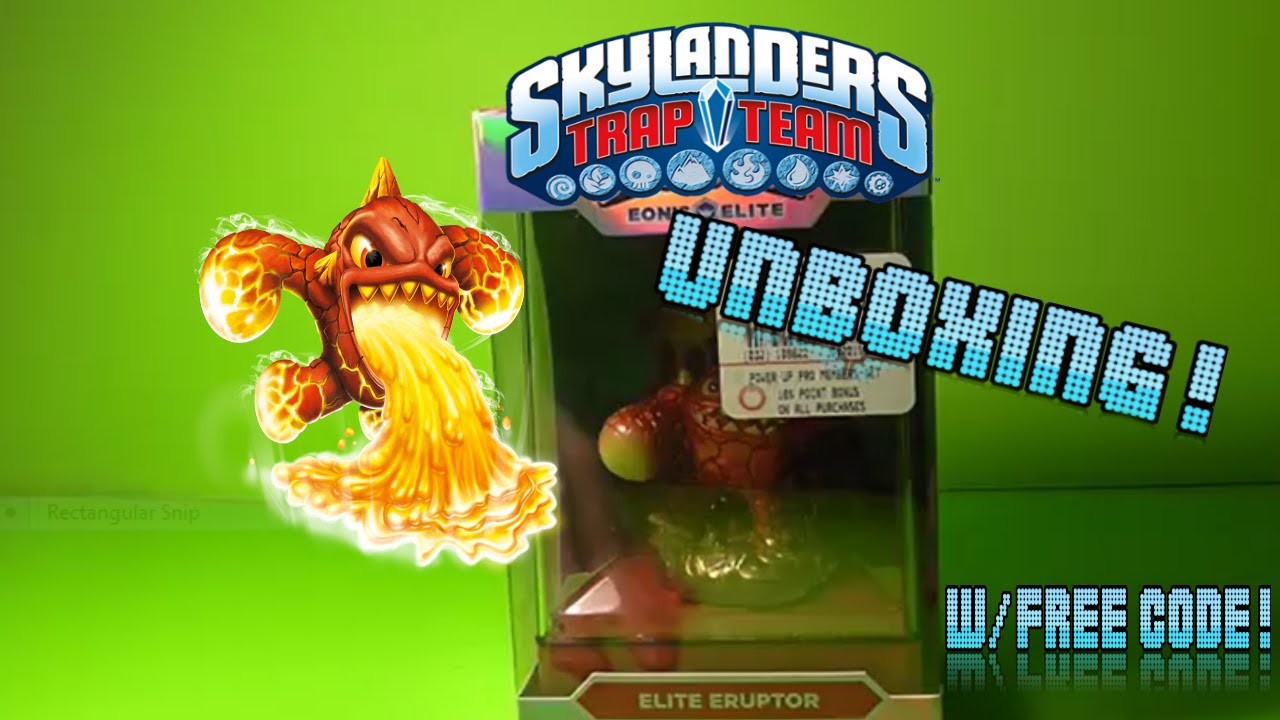 Skylander trap team Eons Elite Eruptor unboxing w/ FREE CODE! - YouTube