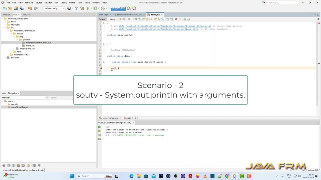 Apache Netbeans Ide 21 Tutorial Short Cut To Insert Systemoutprintln Sout Tab Key Youtube