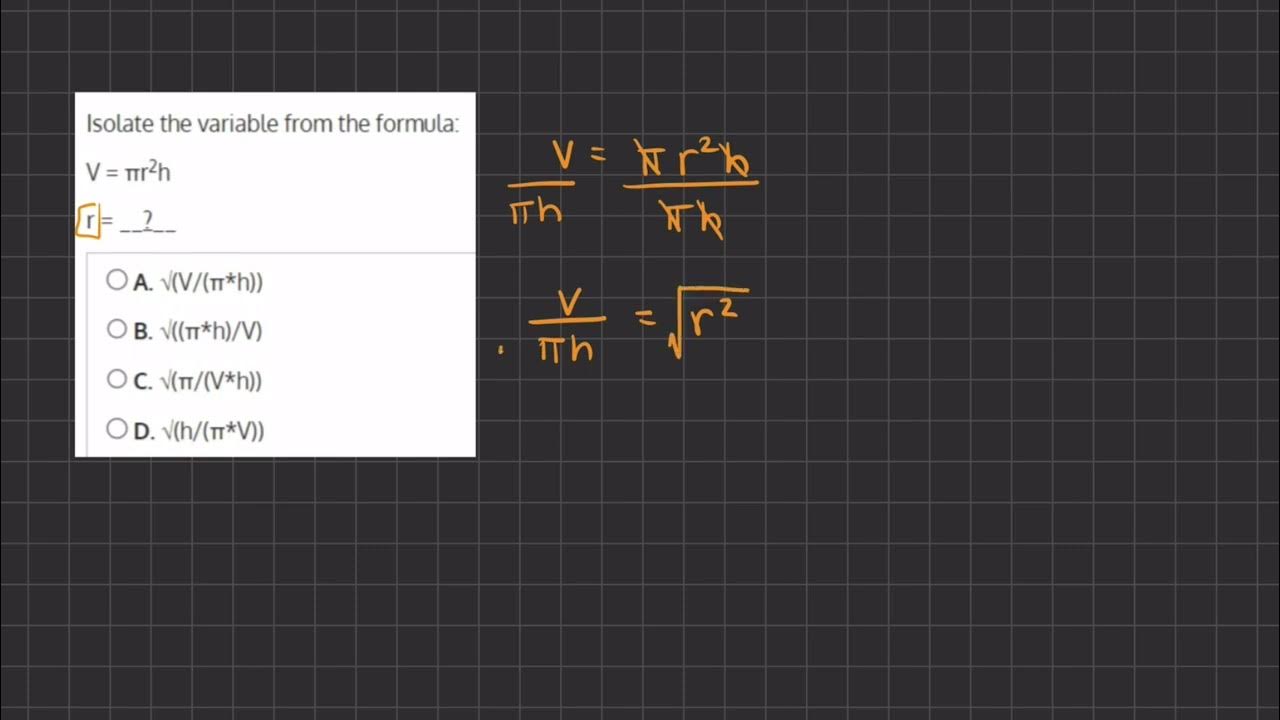 Isolate and Define Variables Video Solution 6 - YouTube