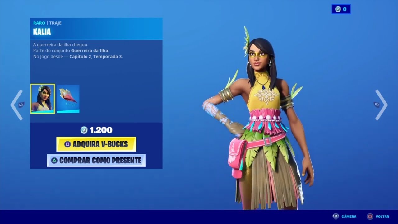 Fortnite - Skin Kalia e Picareta Machado Tropical (mostrando, veio na ...