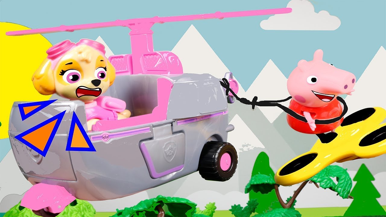 Paw Patrol and Peppa Pig Toys 🐾🐷 Peppa and the Crazy Spinner ☢️ - YouTube