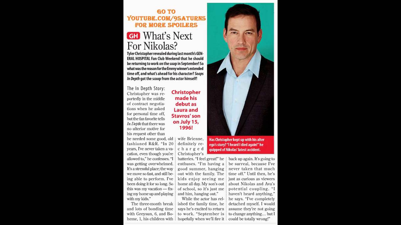 TYLER CHRISTOPHER GH INTERVIEW Nikolas Cassadine General Hospital ...