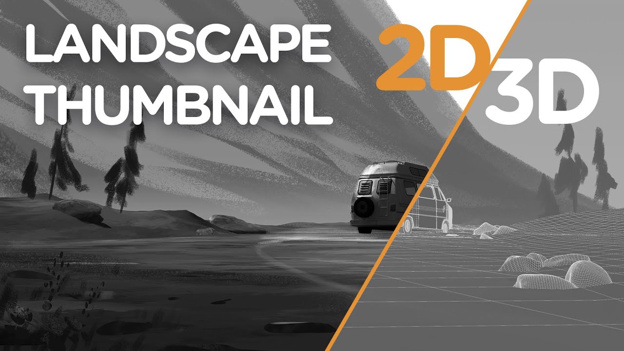 Painting Landscape Thumbnails with 2D&3D - YouTube