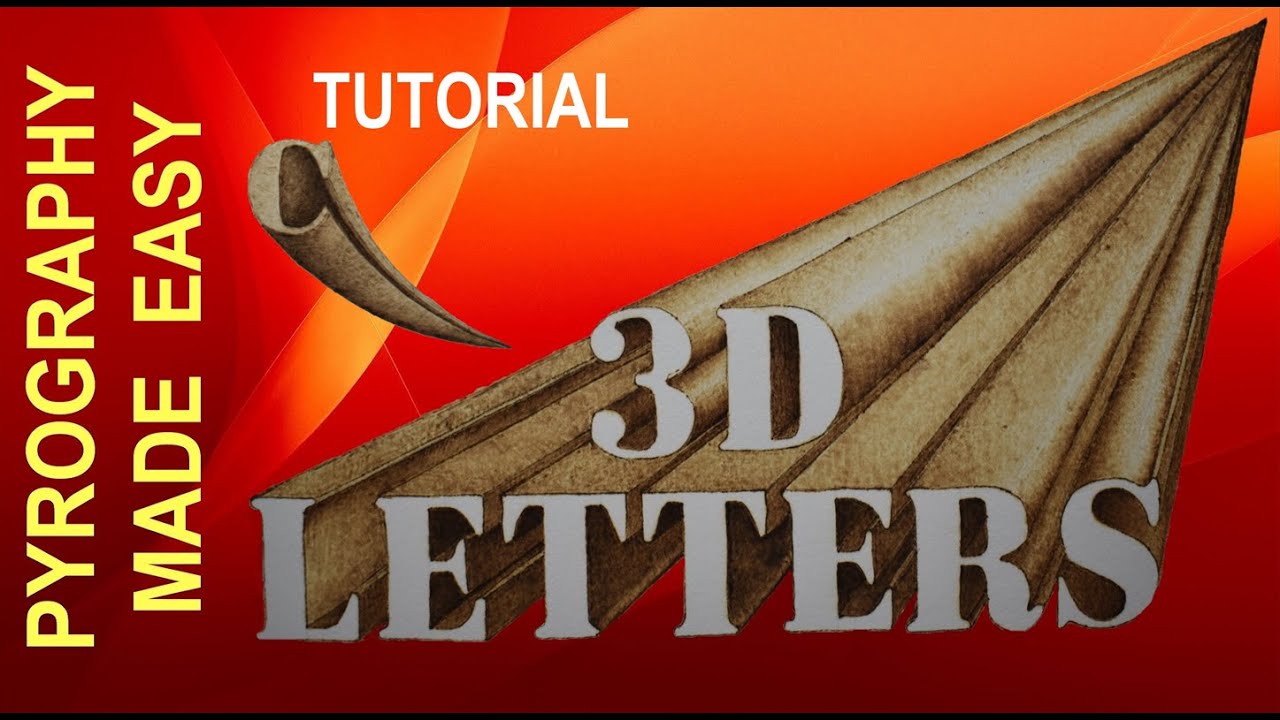 Wood Burning - How to draw 3D Letters - pyrography tutorial - YouTube