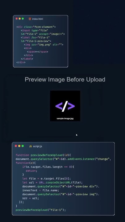 Preview Image Before Upload Using Javascript 🖼️ Coding Frontend Frontendwebdeveloper Youtube