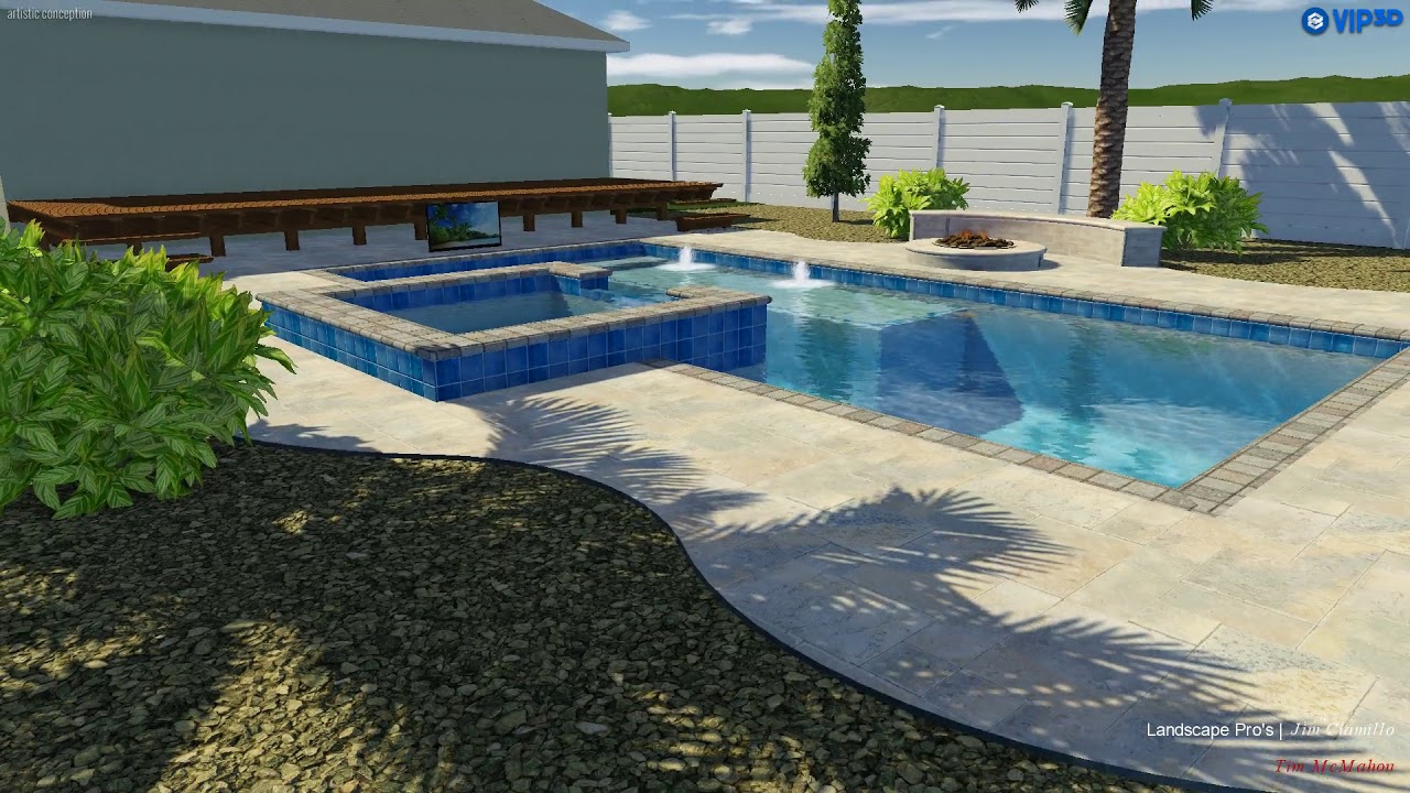 Vanderbilt Drive 3D Swimming Pool & Landscape Design - YouTube