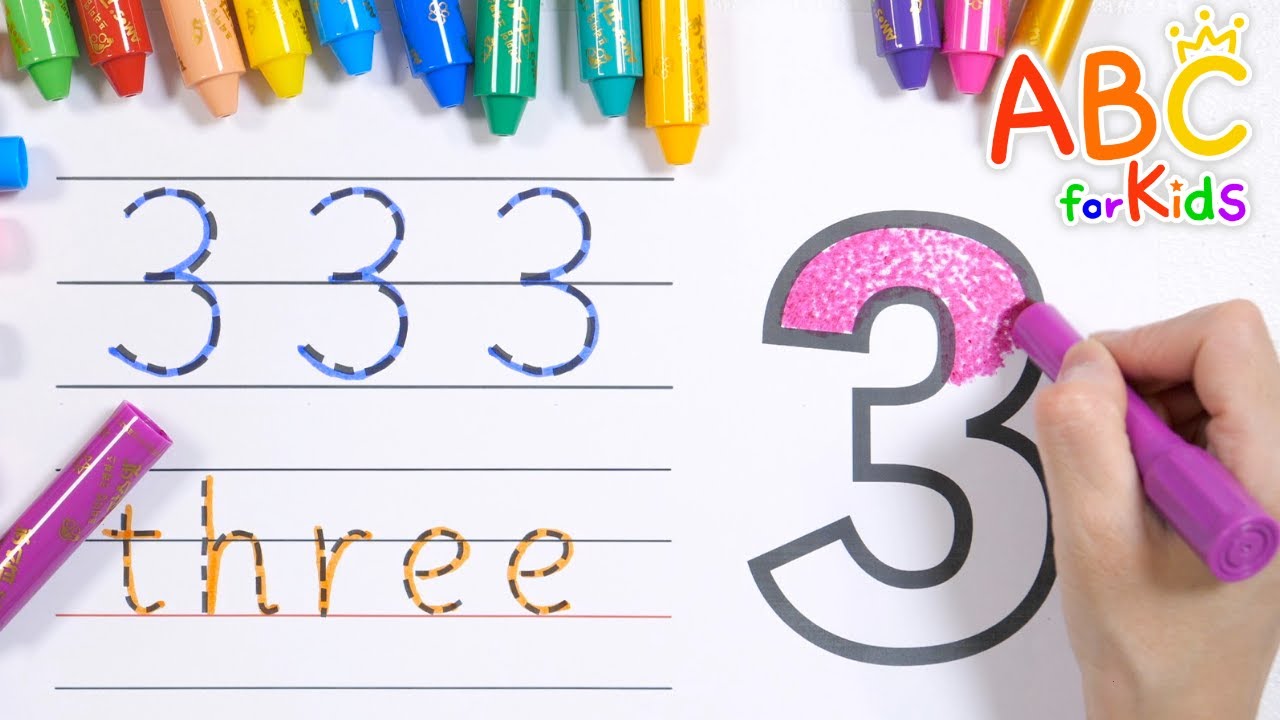 Numbers Learning for Kids | Learn how to write and read the number 3 ...