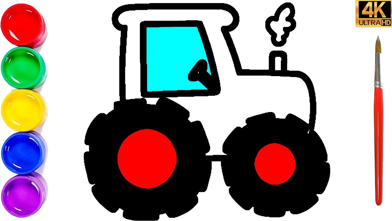 Easy Tractor Drawing, How to Draw a Cute Tractor for Kids, Easy ...