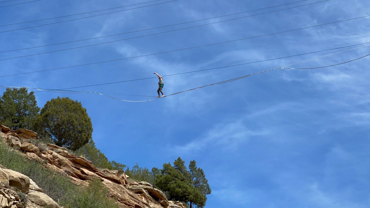Slack line/ tight rope walker above Horse Gulch Road, 4/30/2023 - YouTube