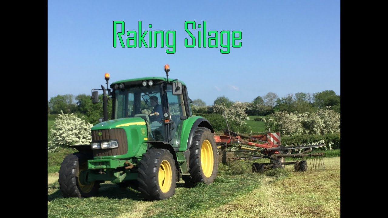 Raking Silage-2017-John Deere 6120 - YouTube
