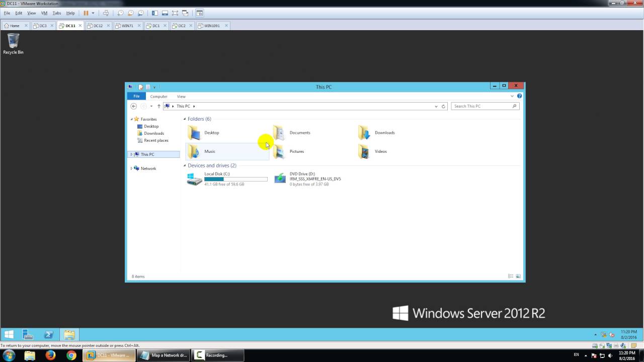 Map a Network drive using Windows Server 2012 R2 - YouTube