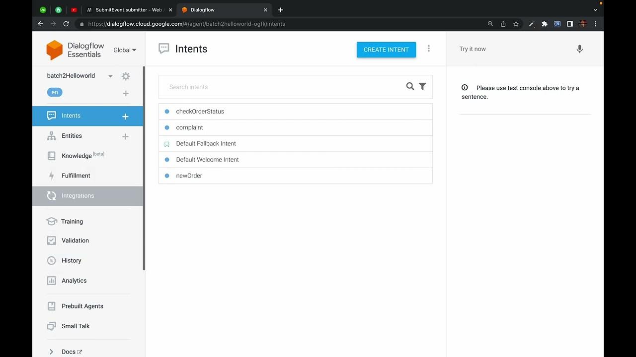 44. Introduction to Google Dialogflow ES - setting up fulfillment server with express.js node.js ...