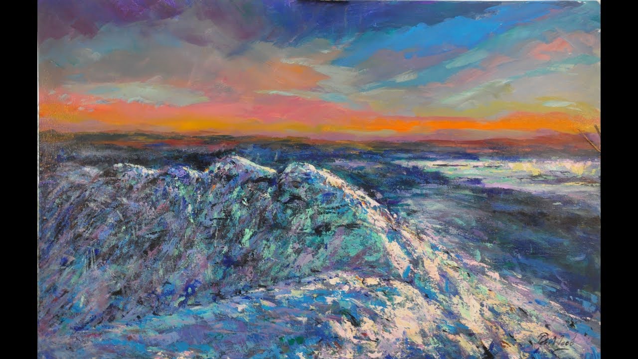 Mountain quilt - Big loose brushwork and knife - Acrylics - YouTube