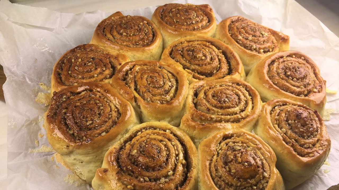 Qozlu, darçınlı bulka resepti. | bun recipe with walnut, cinnamon - YouTube