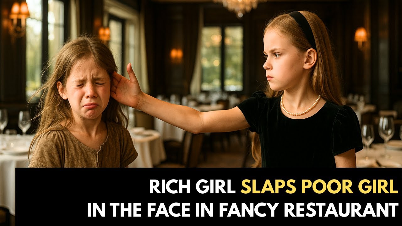 Rich girl slaps poor girl in the face in fancy restaurant - YouTube
