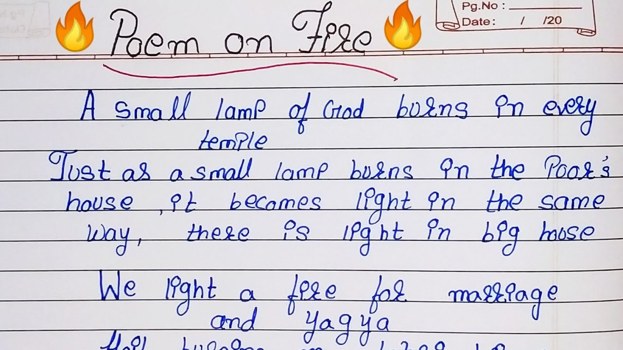 Poem on fire || Poem writing on fire for children in english - YouTube
