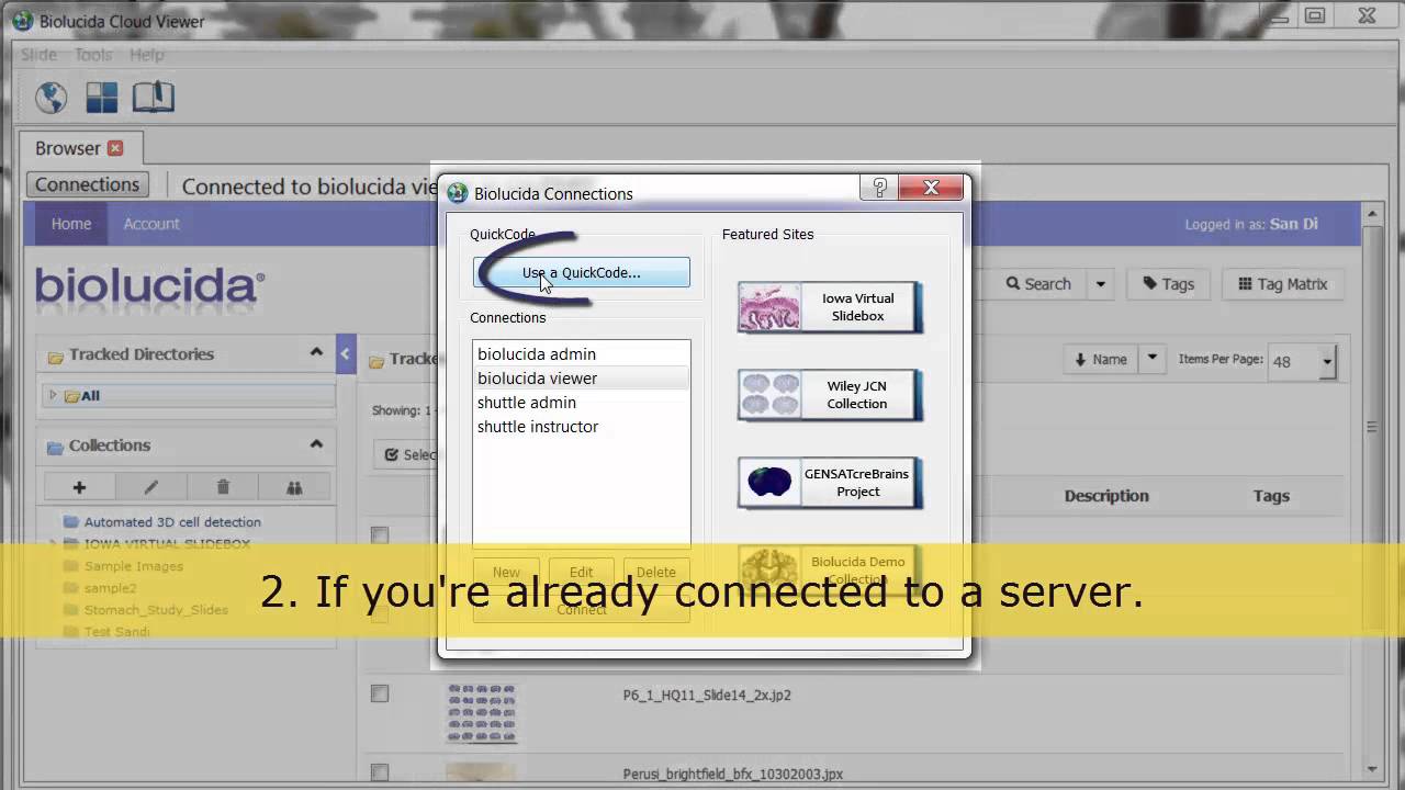 Biolucida 4: How to connect with a QuickCode - YouTube