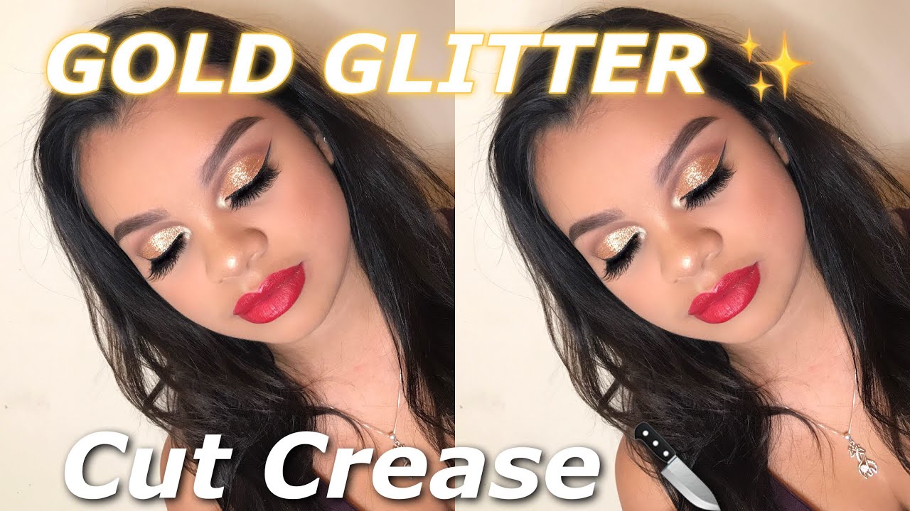 HOW I DO MAKEUP ON MY CLIENTS | GOLD GLITTER CUT CREASE | Ada Burgos ...