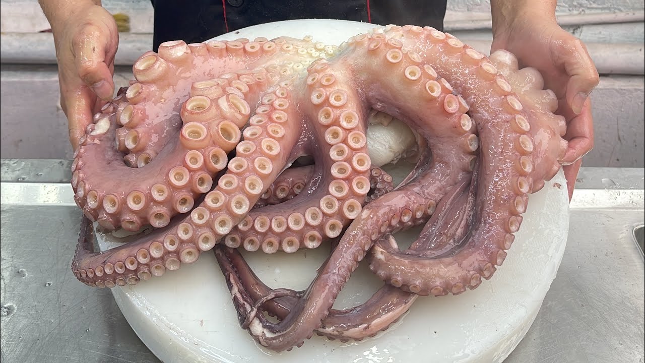 Giant octopus, I cooked a big octopus in the kitchen // Lý Hà My - YouTube