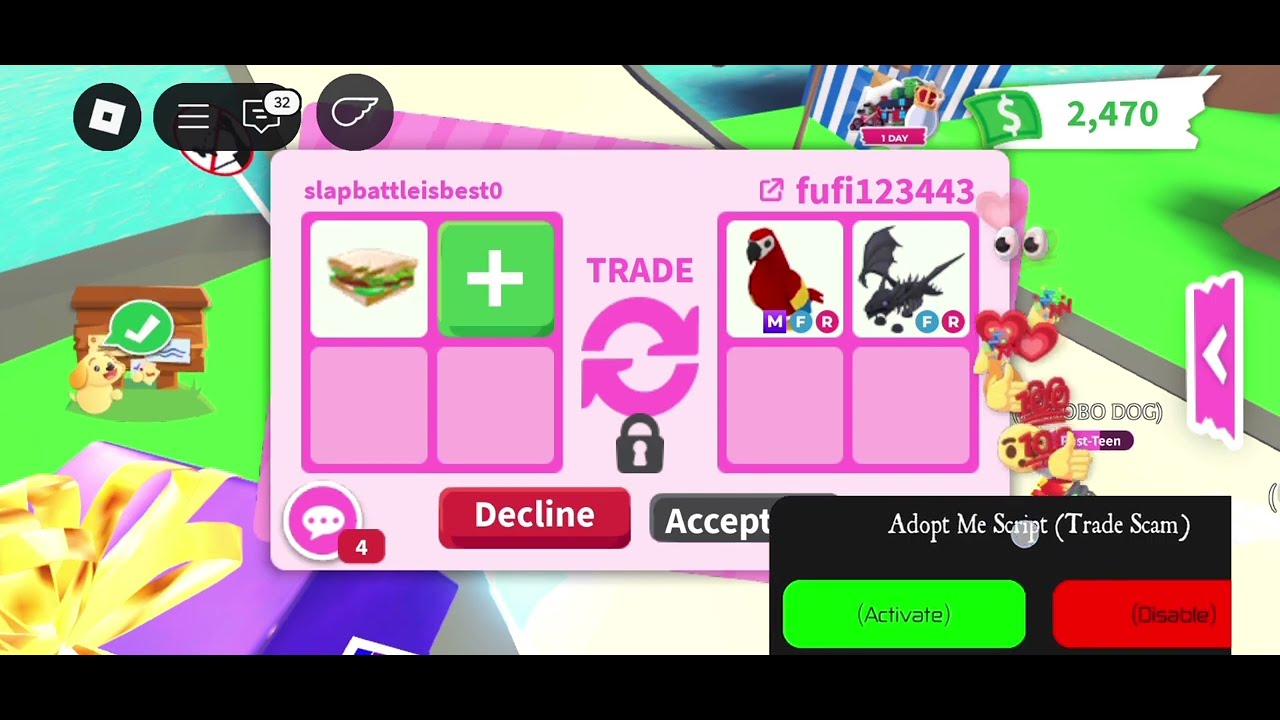 NEW Adopt Me Trade Scam Script! Force Accept Trade, Remove Pet On ...