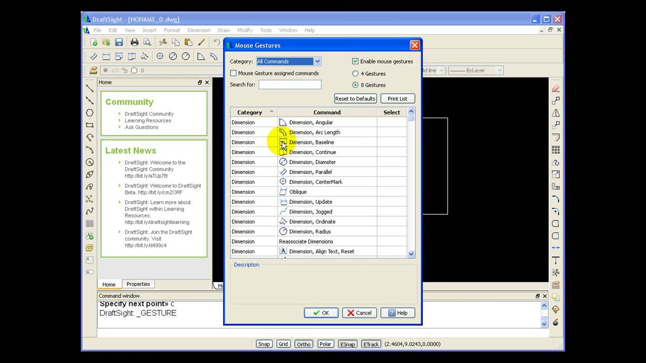 DraftSight Mouse Gesture - YouTube