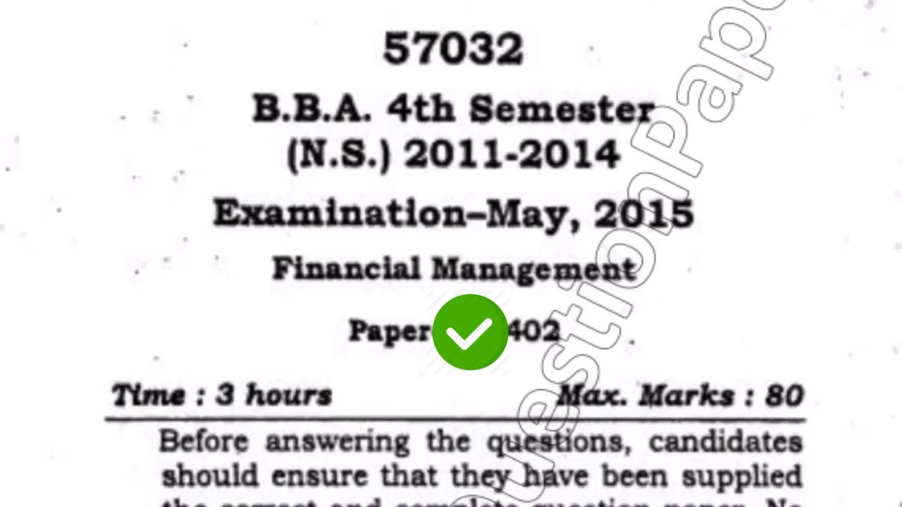 2015 Mdu BBA 4th Sem Financial Management Question Paper YouTube 2015 Mdu BBA 4th Sem Financial Management Question Paper YouTube
