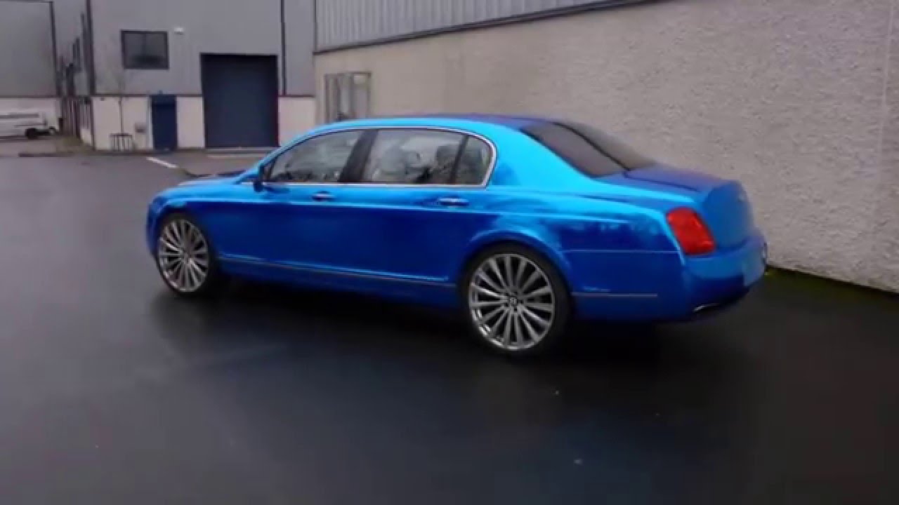 Blue chrome wrapped Bentley by Carstyle - YouTube