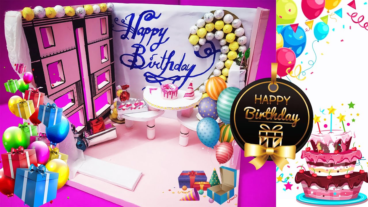 How to make miniature Birthday Party Decoration in 10 minutes - YouTube