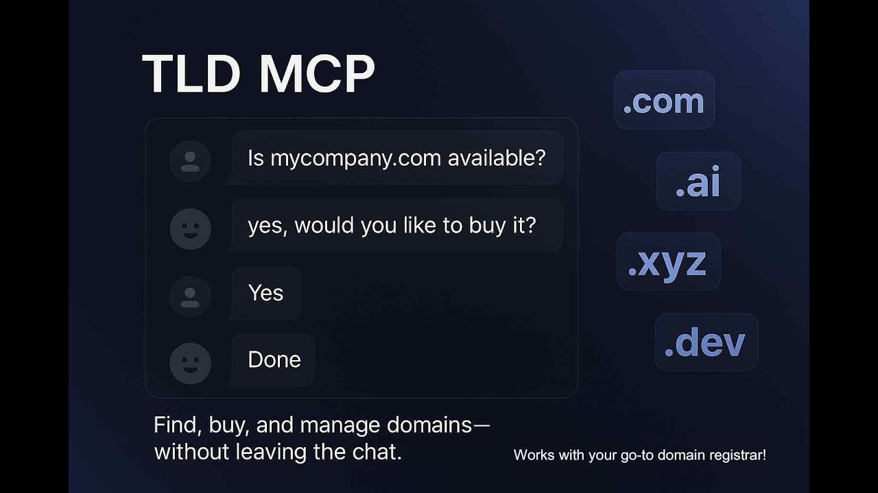 TLD MCP - Find / Buy / Manage your Domains - YouTube