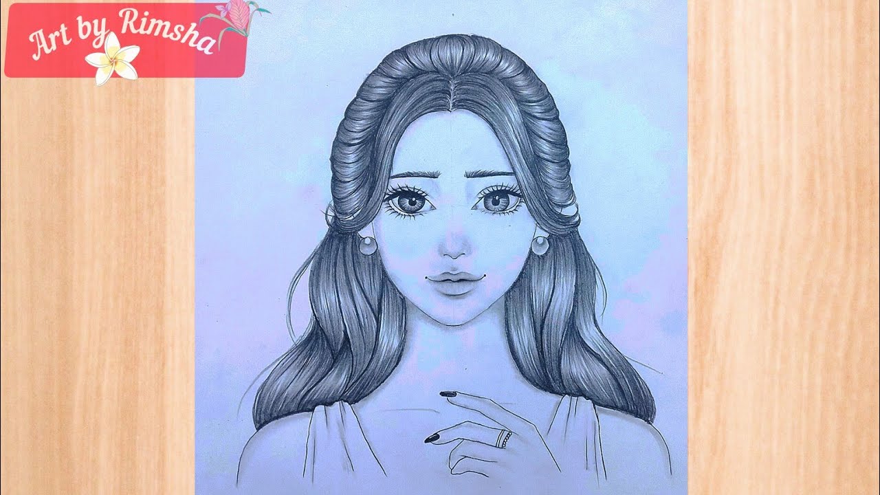 How to draw a cute girl with smiley face☺️||easy pencil drawing||Art by ...