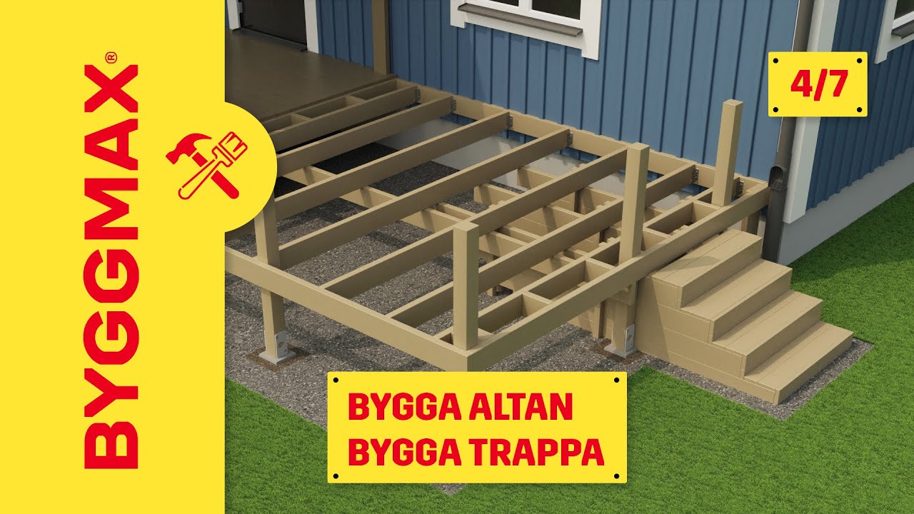 Bygga altan del 4, bygga trappa - YouTube