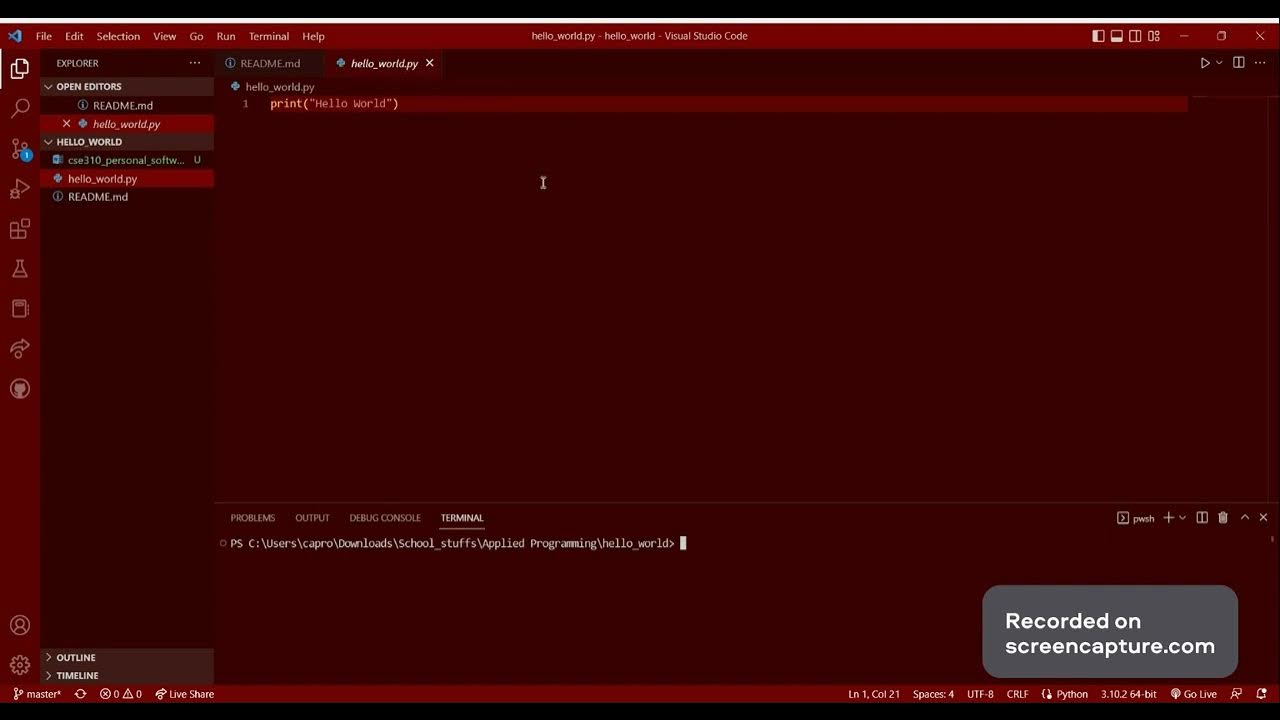 Hello World demonstration (Python) - YouTube