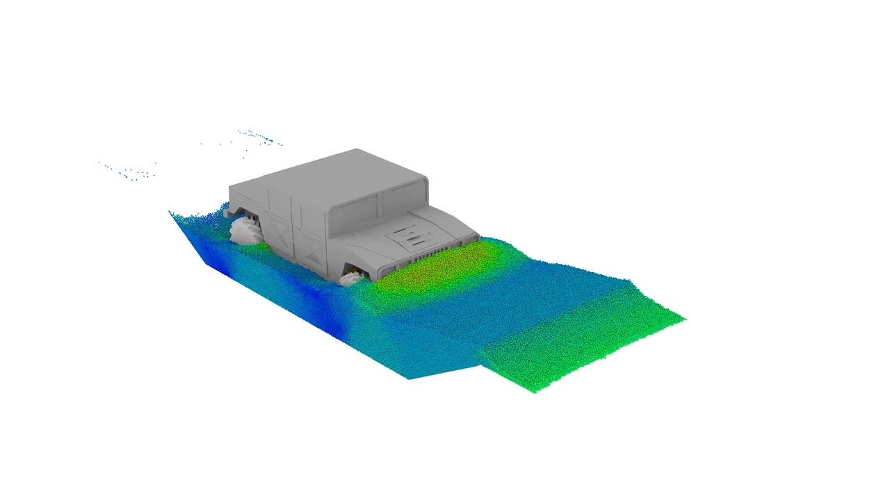 090 Humvee Fording with 1 Million Rigid Spheres - YouTube