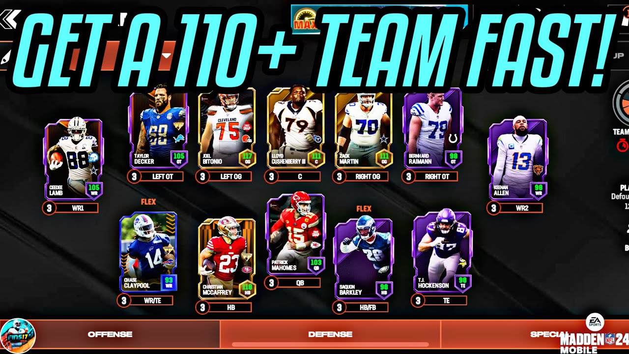 HOW TO GET A 110+ OVR TEAM FAST! GOOD METHODS! Madden Mobile 25 - YouTube