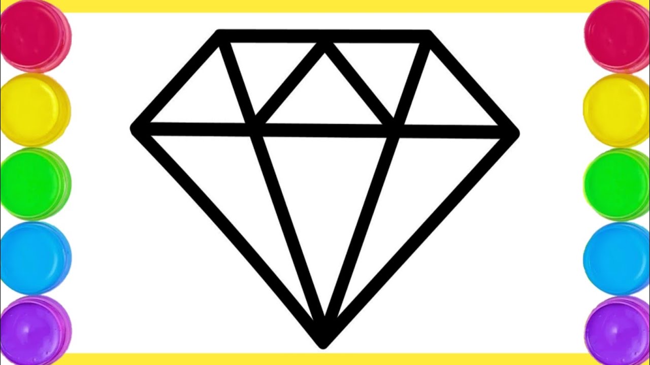 Diamond Drawing // easy diamond Drawing colour step by step Drawing for ...