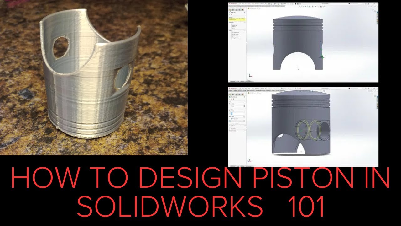 how to design piston in SolidWorks - YouTube