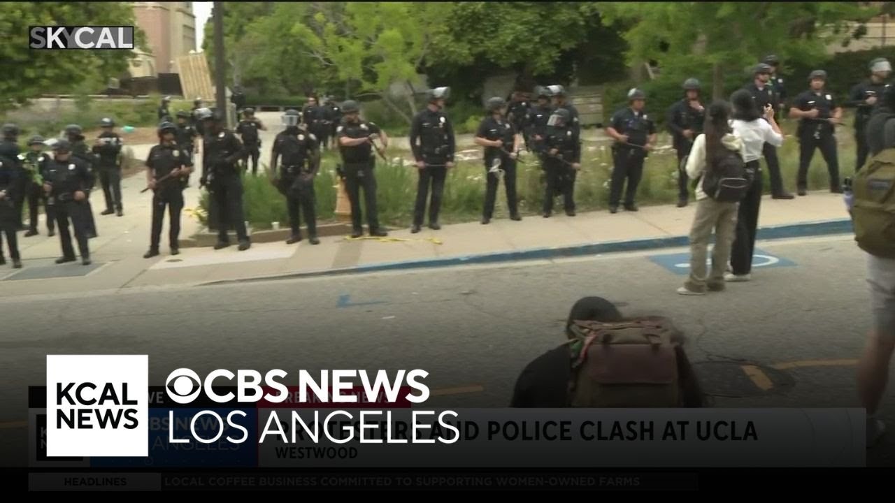 Protests lead to clash with police on UCLA campus | Full coverage - YouTube