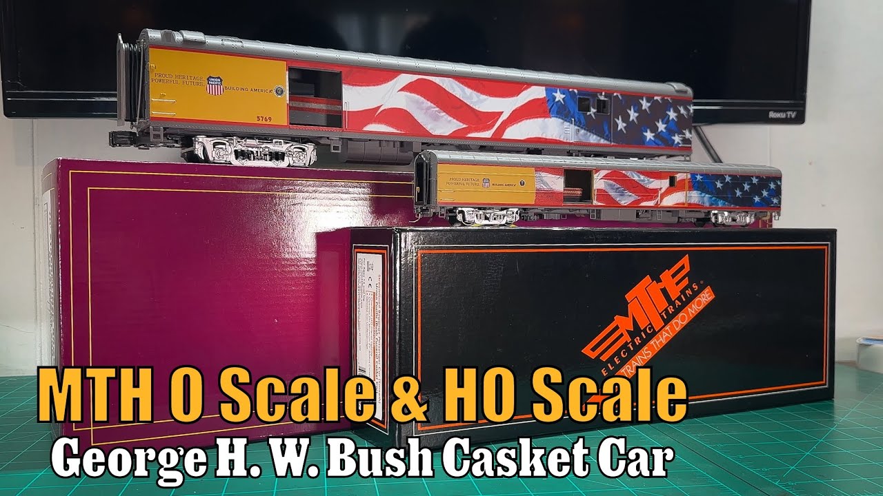MTH O Scale and HO Scale George Bush Funeral Baggage Casket Car - YouTube