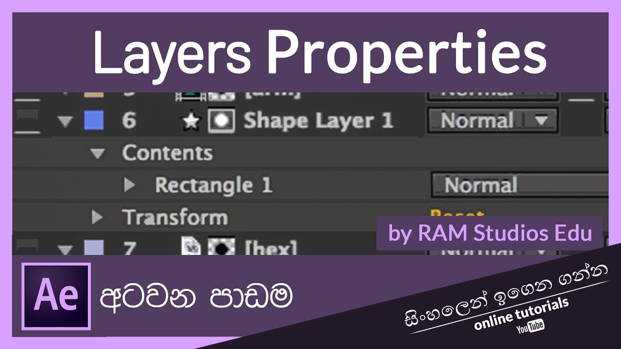 After Effects Beginner Course (Sinhala) - Part 8 - Layer Properties - YouTube