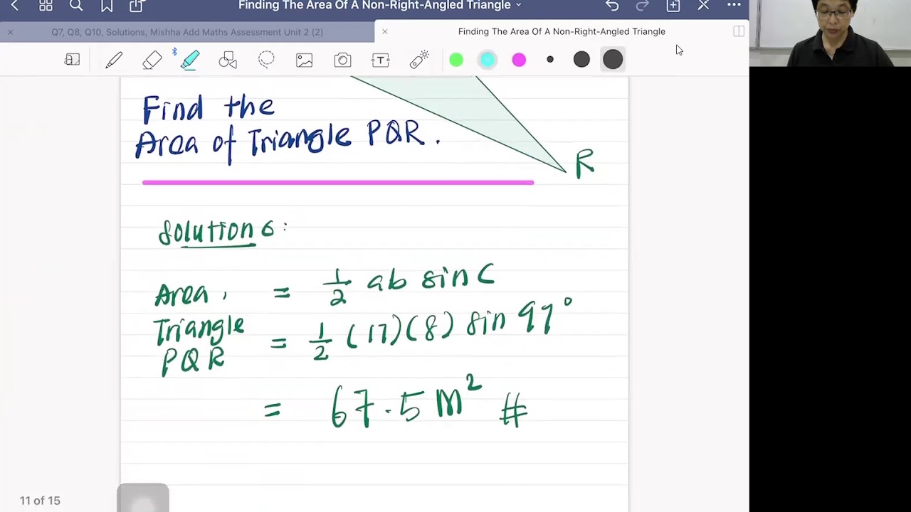 Finding The Area of a Non Right Angled Triangle - YouTube