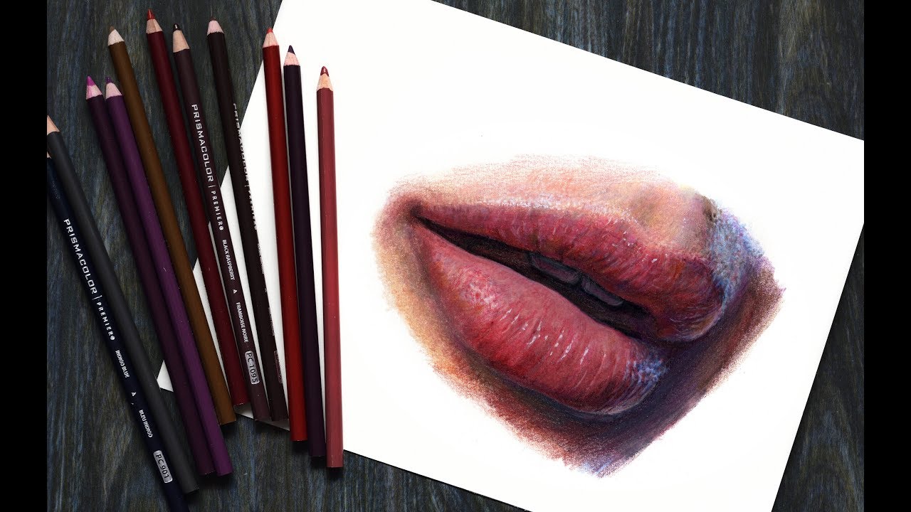 How to draw color realistic lips -Step by Step Tutorial - YouTube